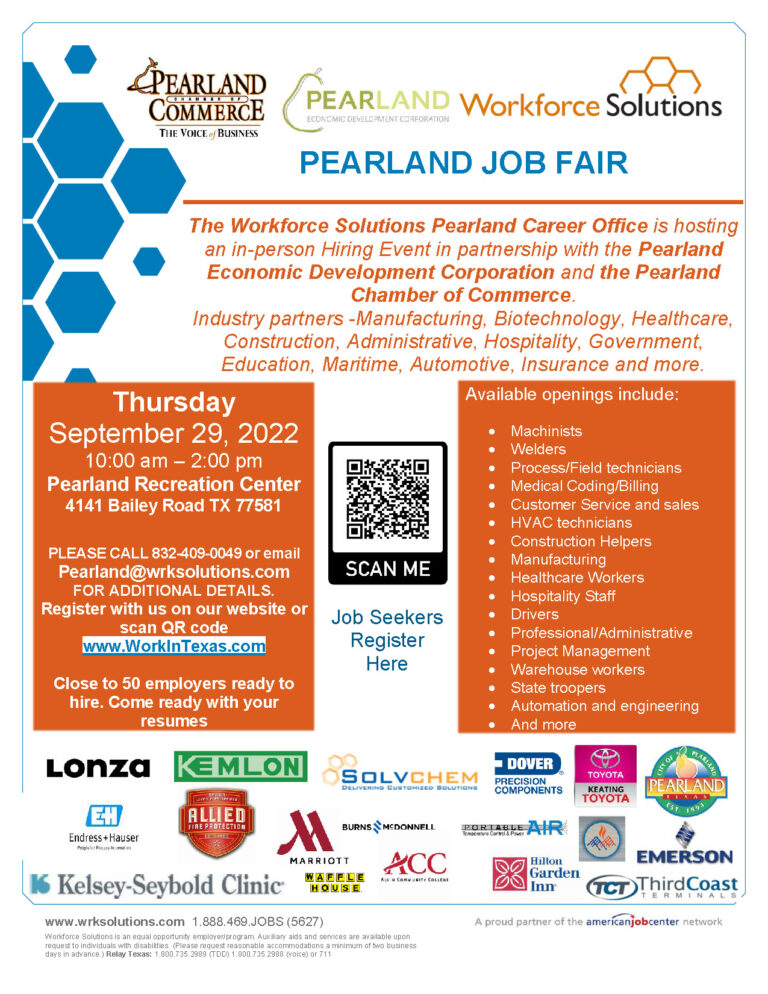 PEDC, Pearland Chamber and Workforce Solutions to Host Job Fair on ...
